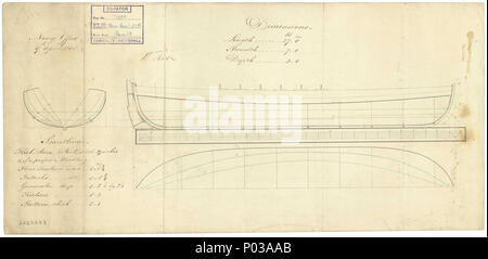 . English: 27ft Gunboat (no date) Scale: 1:24. Plan showing the midship ...