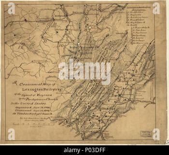 Map of Lexington in Virginia Stock Photo - Alamy