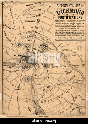 A complete map of Richmond and its fortifications within a circle of 12 ...