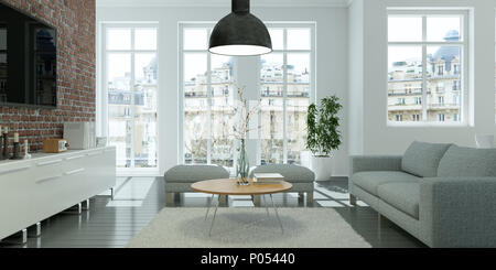 modern bright skandinavian interior design appartment Stock Photo - Alamy