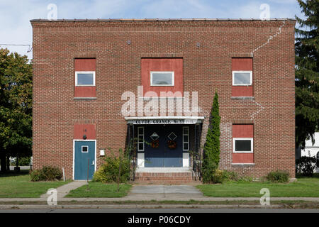 CLYDE, NY/USA - OCTOBER 19, 2017: Historic building facades in Clyde ...