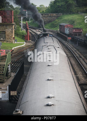 J27 Locomotive 65894 (NER P3 2392) approaching Goathland station on ...