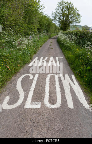 SLOW DOWN (ARAF) ROAD SIGN IN WELSH Stock Photo - Alamy
