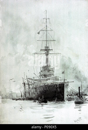 Port view of "A" and "B" turrets on the battleship NEW JERSEY (BB-62 ...