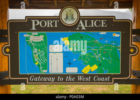Port Alice Vancouver Island Canada shown on a road map or Geography map ...