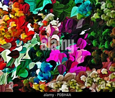 Computer graphics of abstract floral psychedelic background stylization ...