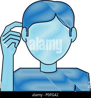 Avatar man thinking icon over white background, vector illustration ...