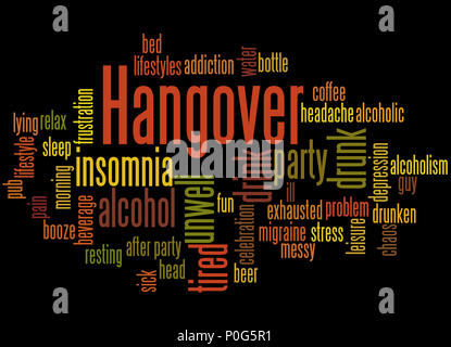 Hangover word cloud concept on black background Stock Photo - Alamy