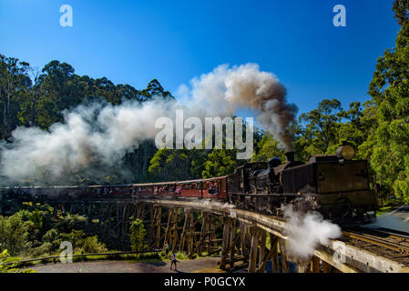 Famous Puffing Billy steam train trestle bridge in the Dandenong Ranges Stock Photo - Alamy
