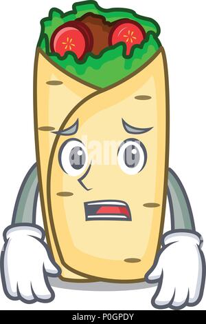 Scared burrito, illustration, vector on white background Stock Vector ...
