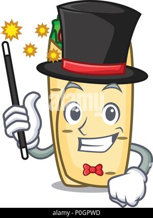 Cartoon Mexican burrito magician character with magic staff. Vector ...