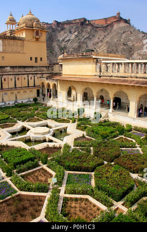 Charbagh garden in the third courtyard of Amber Fort, Rajasthan, India ...