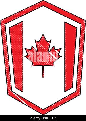 flag of canada patriotic in shield shape vector illustration design ...