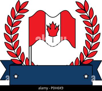 canadian flag with wreath crown vector illustration design Stock Vector ...