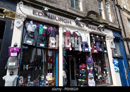 Shop of an Edinburgh kilt maker selling traditional clothing Stock ...