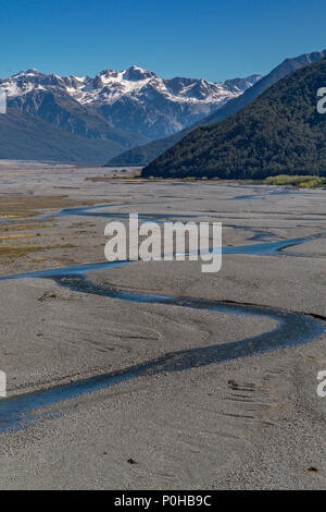 Clouds in valley, Waimakariri River, Mount Binser, Canterbury, South ...