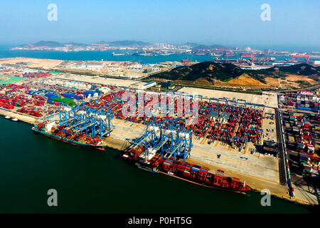 Aerial photo shows the Qingdao Port in Qingdao City, east China's ...