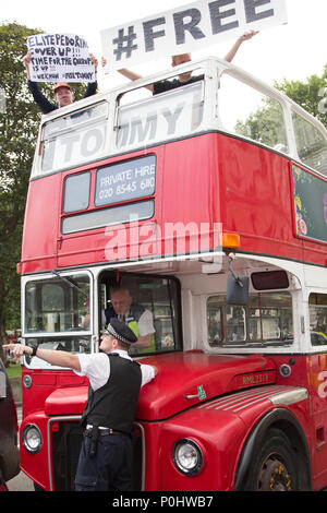 The EDL ( English Defense League) co-leader Kevin Carrol gestures ahead ...