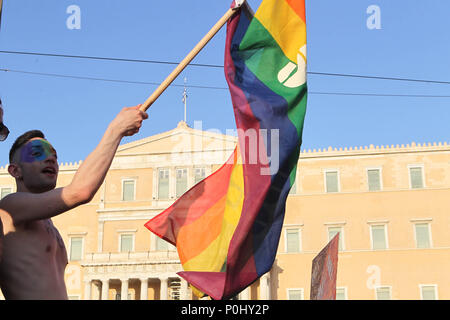 Athens, Greece. 9th June, 2018. People participate in the annual Gay ...