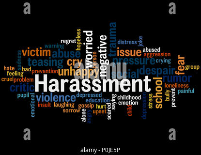 Harassment, word cloud concept on white background Stock Photo - Alamy