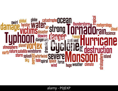 Monsoon, Tornado, Typhoon, Hurricane, Cyclone, word cloud concept on ...