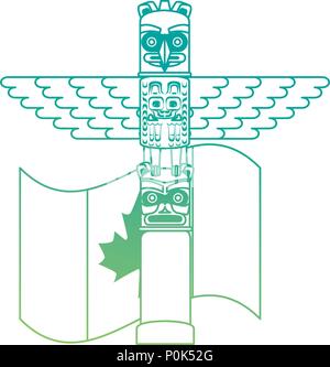canadian wooden totem with flag vector illustration design Stock Vector ...