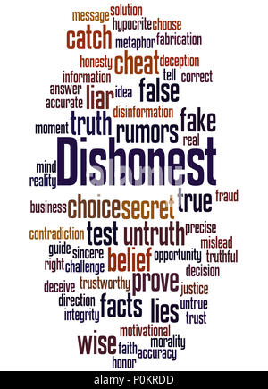 Dishonest, word cloud concept on white background Stock Photo - Alamy
