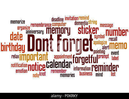 Dont forget, word cloud concept on white background Stock Photo - Alamy