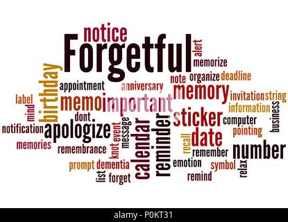 Forgetful, word cloud concept on white background Stock Photo - Alamy