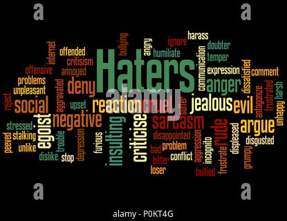 Haters, word cloud concept on white background Stock Photo - Alamy