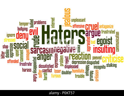 Haters, word cloud concept on white background Stock Photo - Alamy