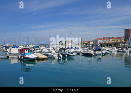 Koper, Slovenia - harbour marina. Town seen from out to sea Stock Photo ...