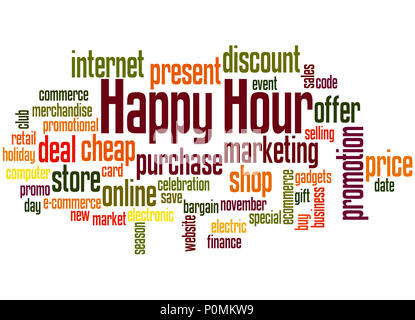 Happy Hour word cloud concept on white background Stock Photo - Alamy