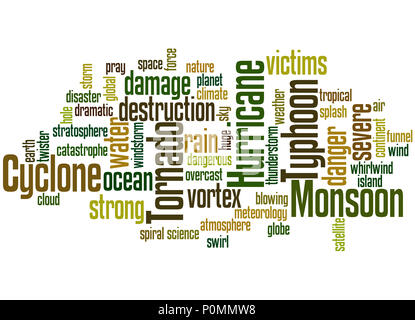 Monsoon, Tornado, Typhoon, Hurricane, Cyclone, word cloud concept on ...