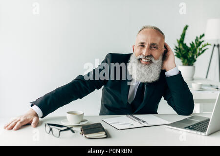 Businessman in the office. Senior stylish modern man with grey hair and ...