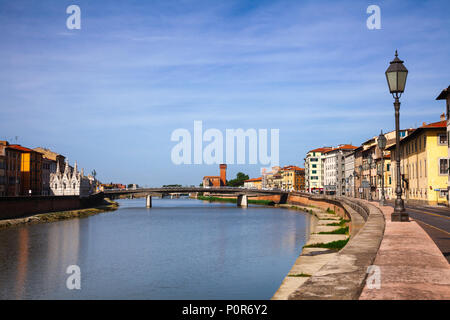 Pisa cityscape with medieval Pisan Gothic Santa Maria della Spina ...