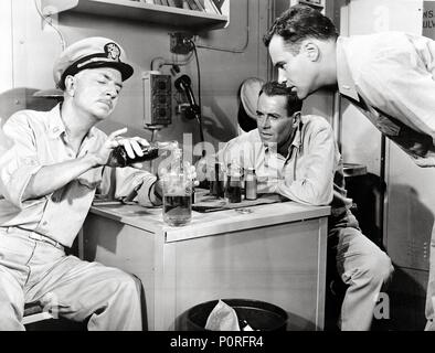 MISTER ROBERTS 1955 Warner film with from left James Cagney, Henry ...