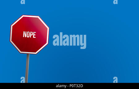 nope - red sign with blue sky Stock Photo - Alamy
