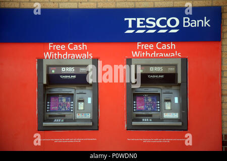 TESCO BANK ATM cash machines outside TESCO EXTRA store in Merthyr ...