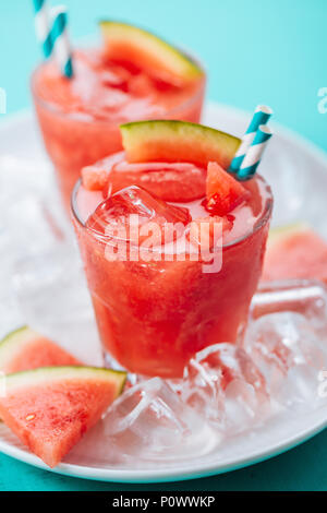 Glasses with cold watermelon fresh on light background Stock Photo - Alamy