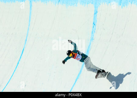 Kent Callister (AUS) competing in the Men's Snowboarding Half Pipe ...