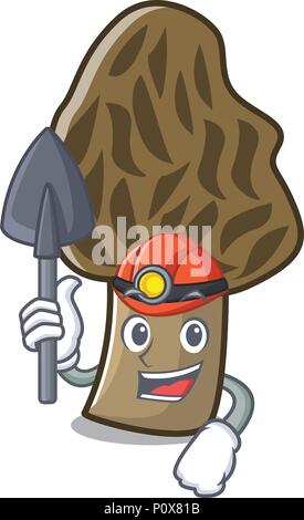 Miner morel mushroom mascot cartoon Stock Vector Image & Art - Alamy