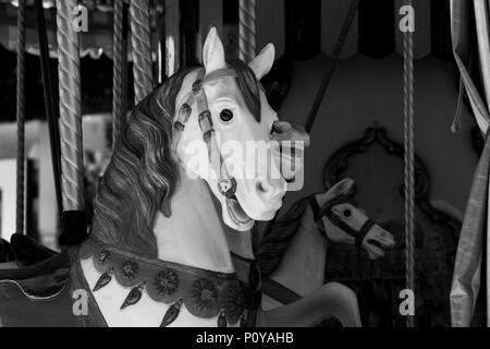 Carousel carousel in wood with farm animals in vintage style Stock ...