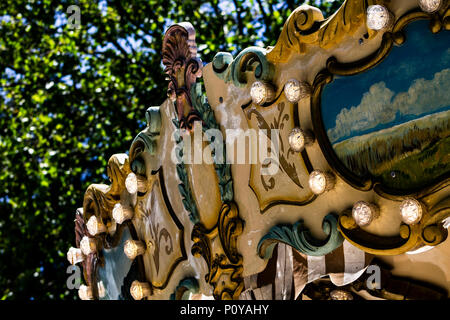 Carousel carousel in wood with farm animals in vintage style Stock ...