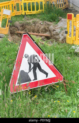 warning, men at work, triangle road sign ,London England, UK Stock ...