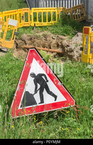 warning, men at work, triangle road sign ,London England, UK Stock ...