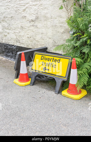 Road signs. Deviation on the route, signaling of an obstacle and ...