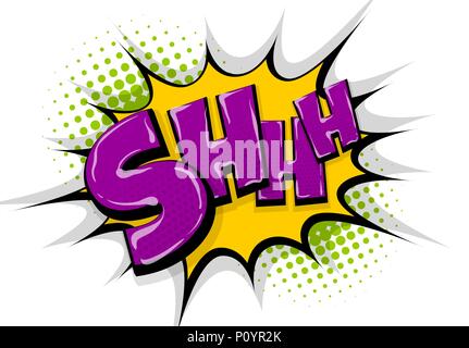 Shh silence pop art comic book text speech bubble Stock Vector Image ...