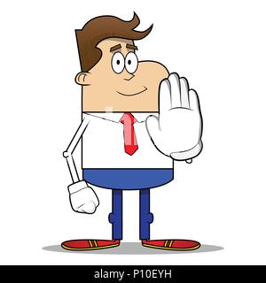Simple retro cartoon of a businessman showing deny or refuse hand ...