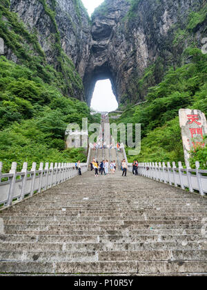 28th of May, 2018: Tourists stepping down the steep 999 stairs at The ...